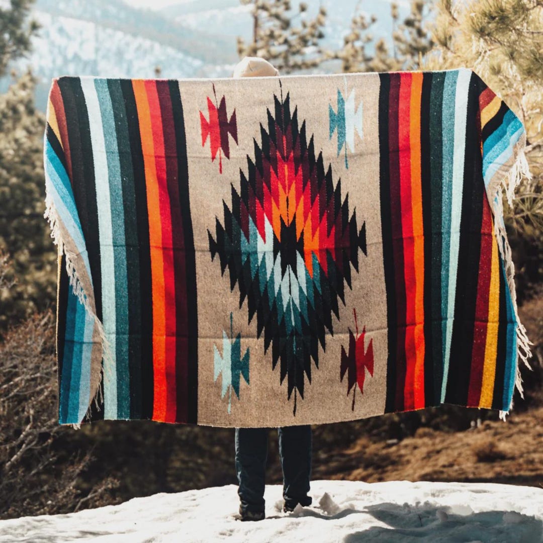 Thick Mexican Blanket | Authentic Handmade Throw | Tan Beige Colors ...