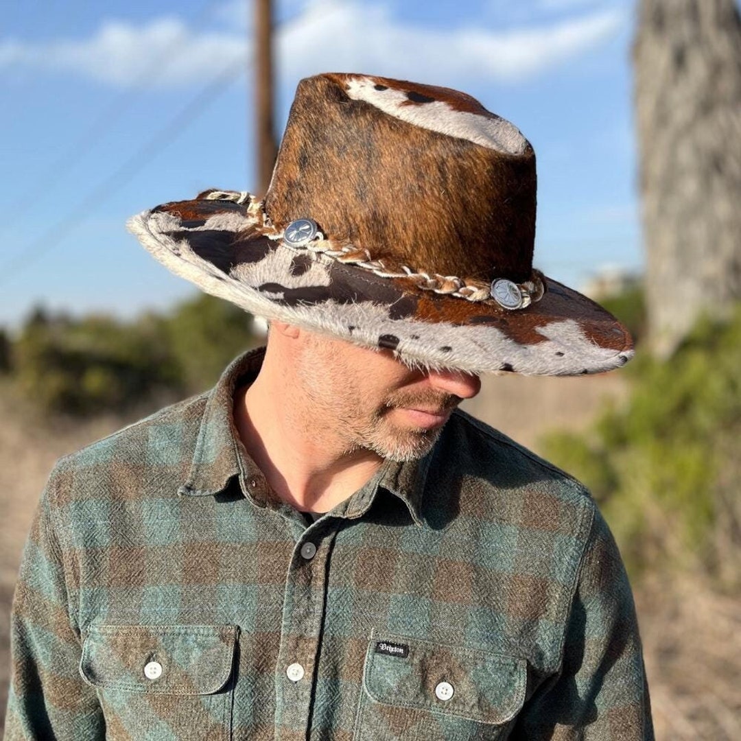 Cowhide Hat | Rancher Hat | Cowboy & Cowgirl Hat | Real Leather Cow ...