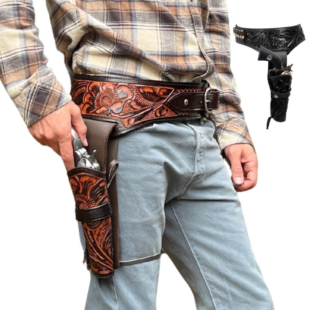 Revolver Holster Gun Belt 357 / 38 Western Leather Holster | Cowboy ...