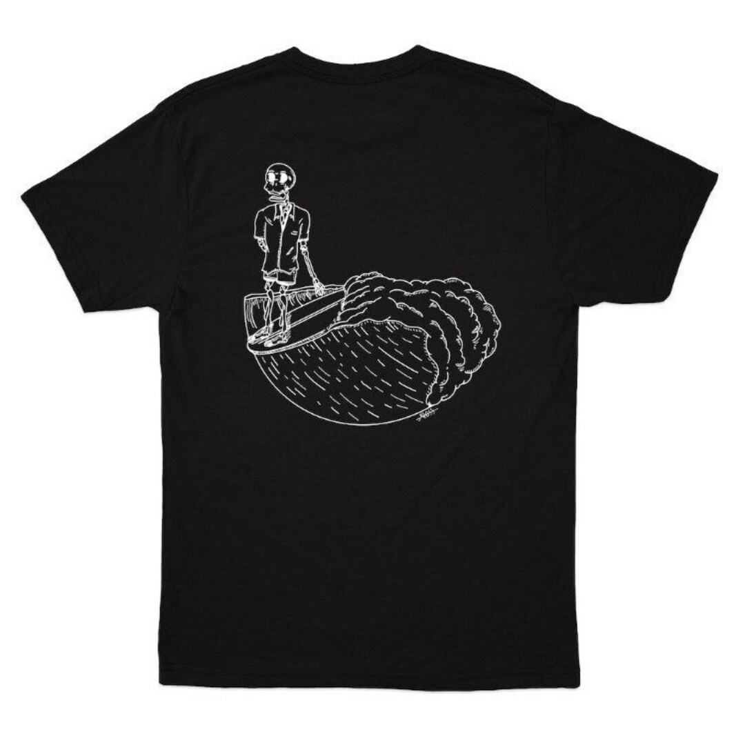 Men's Skeleton Surf Shirt | 100% Cotton T-shirt | Black Tee | Halloween ...