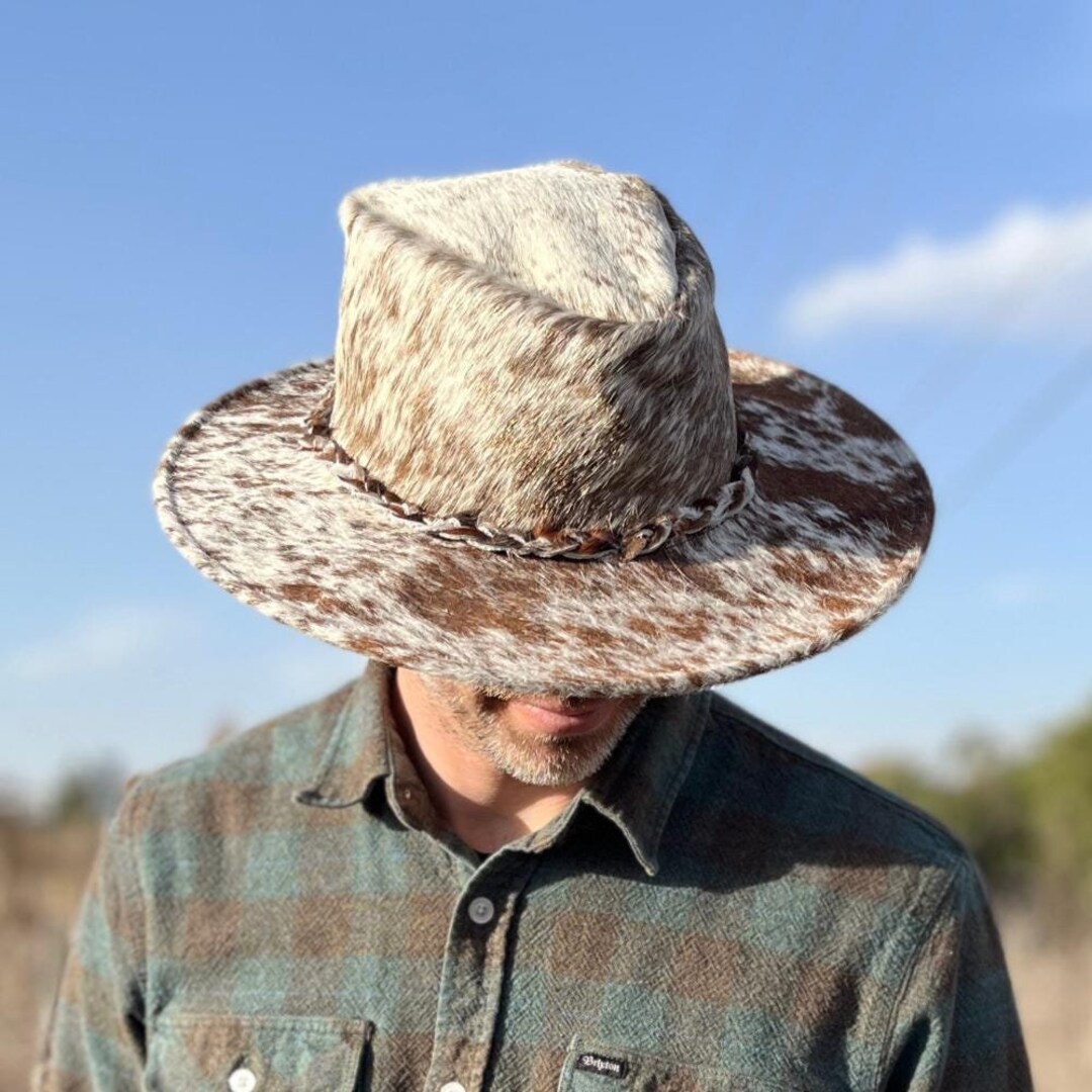 Cowhide Hat | Rancher Hat | Cowboy & Cowgirl Hat | Real Leather Cow ...
