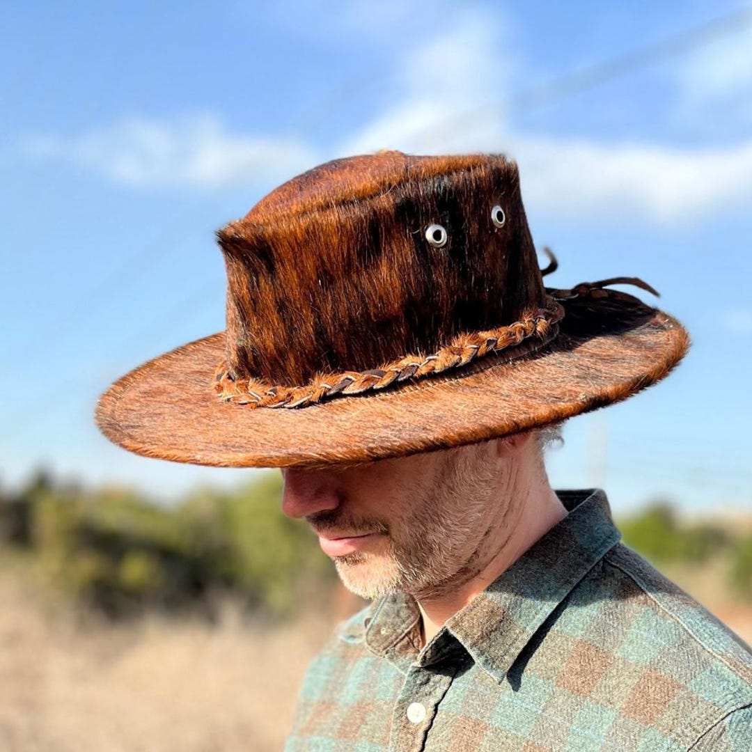 Cowhide Hat | Rancher Hat | Cowboy & Cowgirl Hat | Real Leather Cow ...