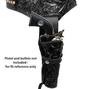 Western Leather Holster 38 / 357 Revolver Gun Belt Black Handmade in ...