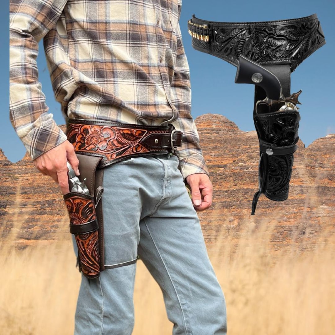 Revolver Holster Gun Belt 22 Western Leather Holster Cowboy Holster ...