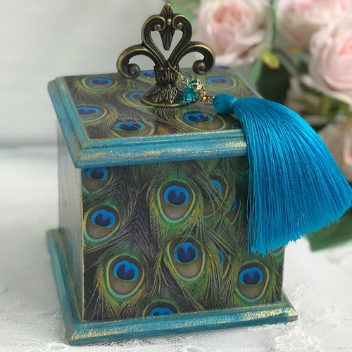 Peacock Jewelry Box Wooden Trinket Box Peacock Gifts for | Etsy