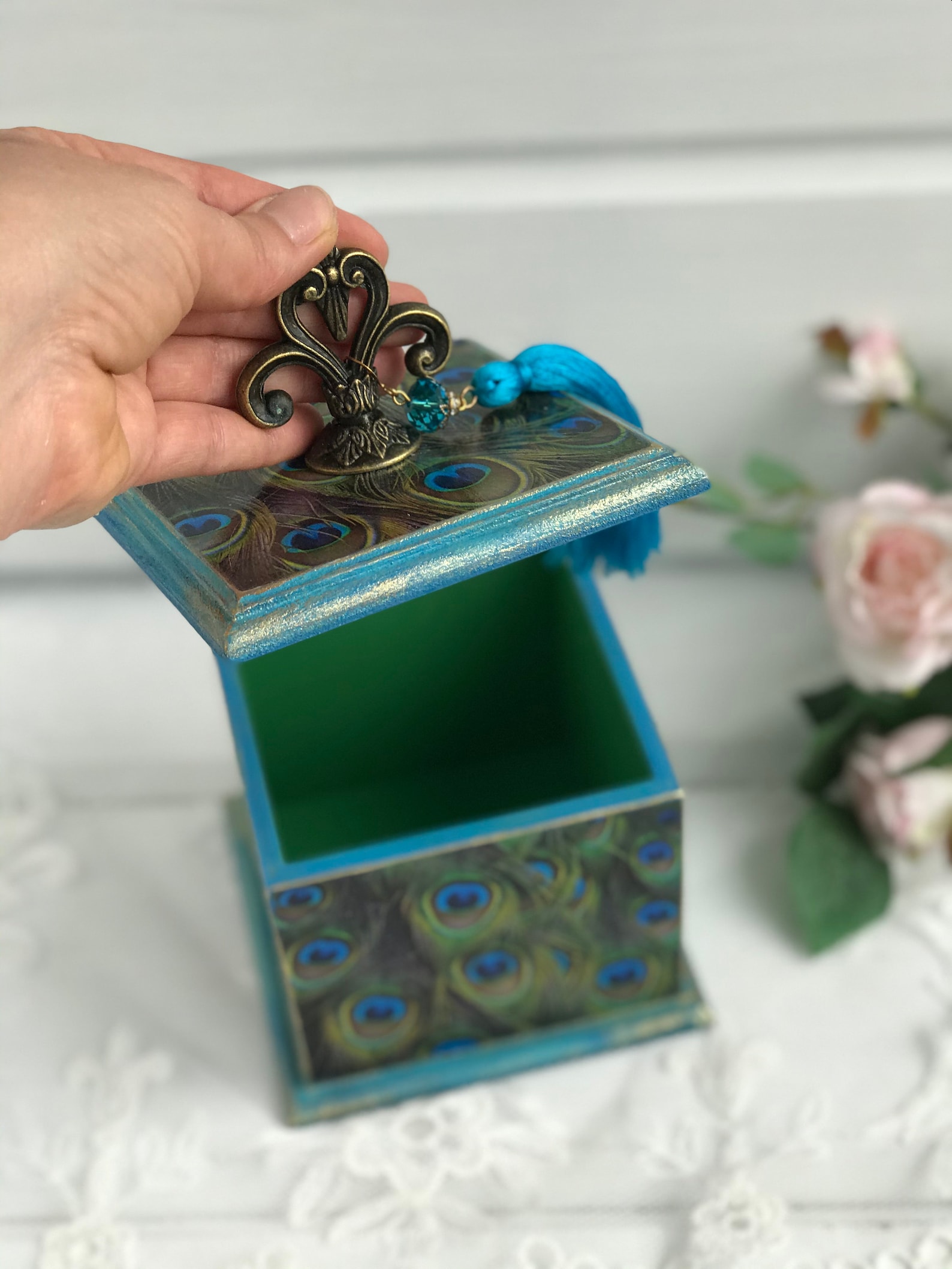 Peacock Jewelry Box Wooden Trinket Box Peacock Gifts for - Etsy