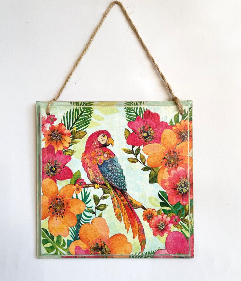 Parrot Sign Wood Tropical Bird Wall Decor Parrots Door Sign - Etsy