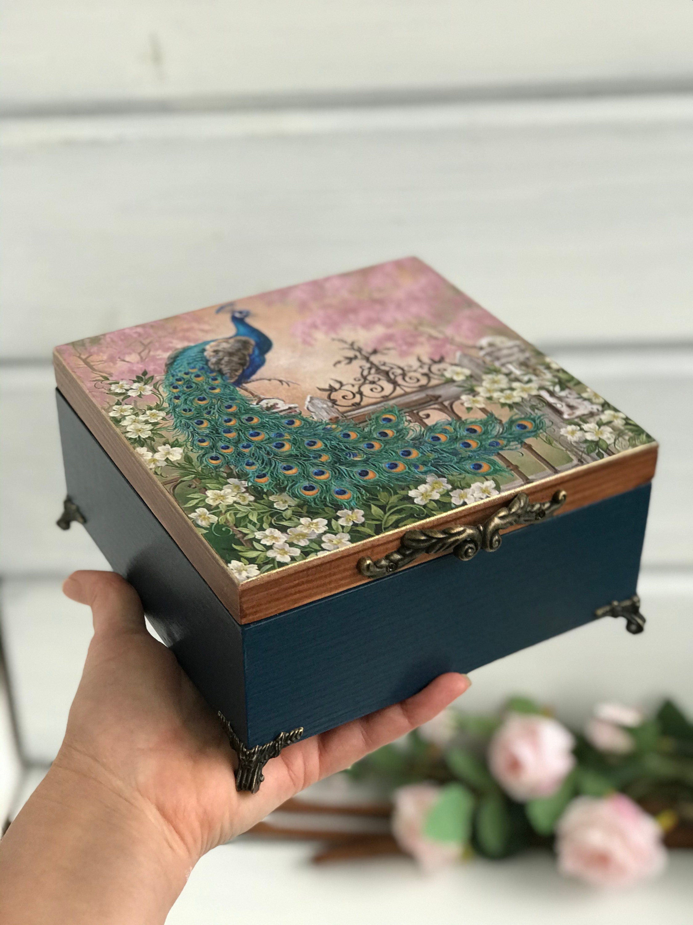 Peacock Jewelry Box Personalized Jewellery Box Wood Keepsake | Etsy