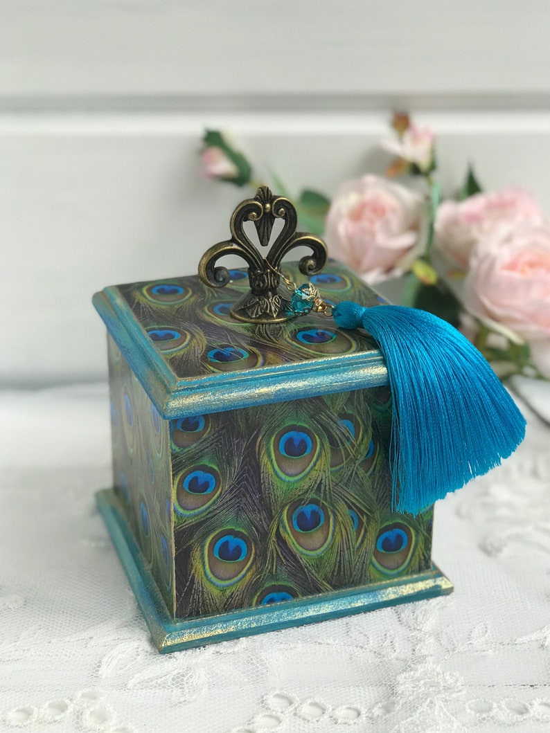 Peacock Jewelry Box Wooden Trinket Box Peacock Gifts for - Etsy