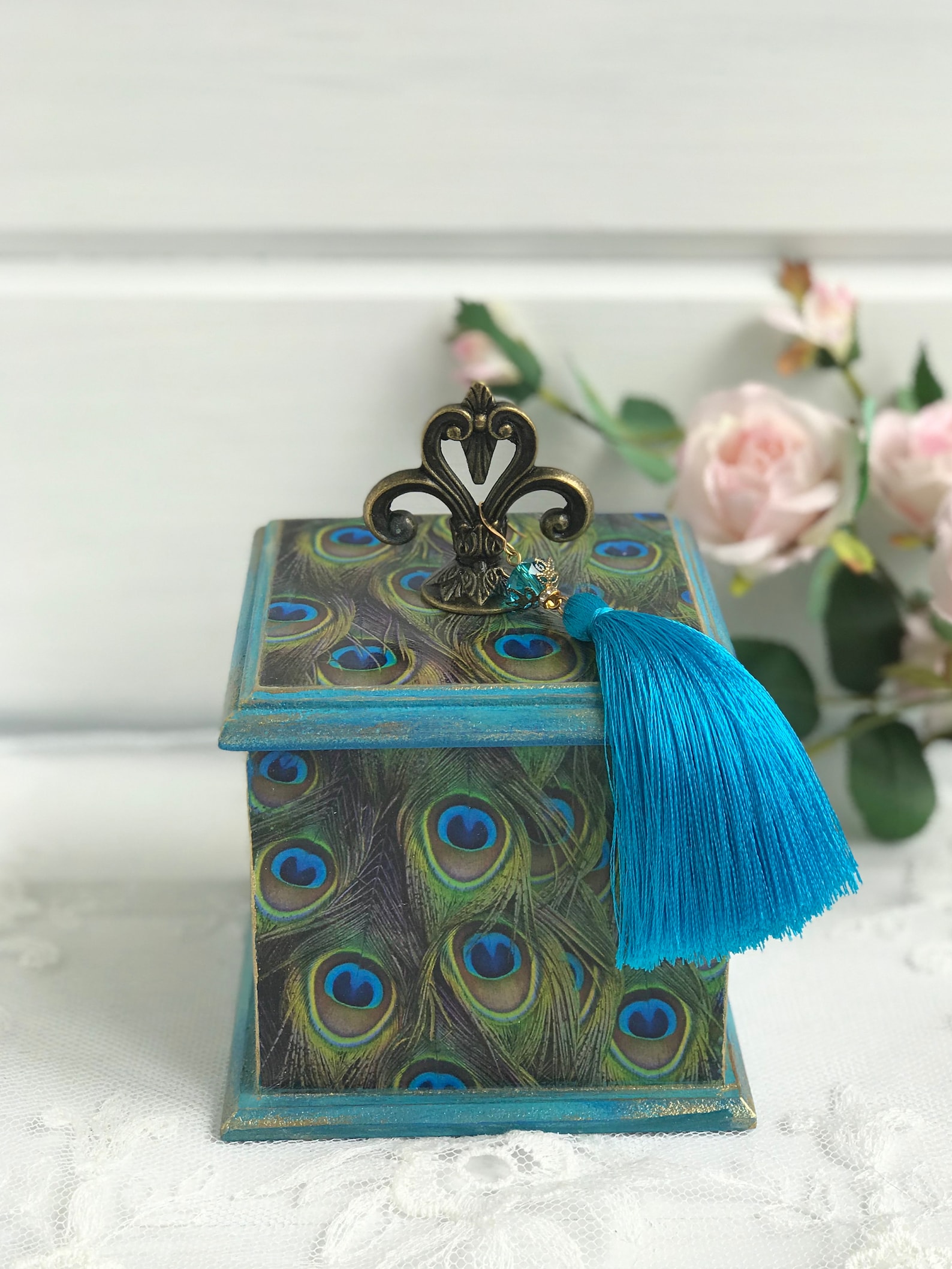 Peacock Jewelry Box Wooden Trinket Box Peacock Gifts for - Etsy