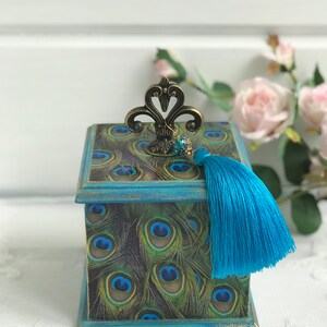 Peacock Jewelry Box Wooden Trinket Box Peacock Gifts for - Etsy