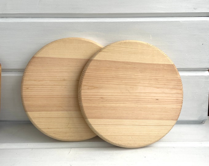 Set of 2 Large Round Cutting Board Wooden Unfinished, Natural Wood ...