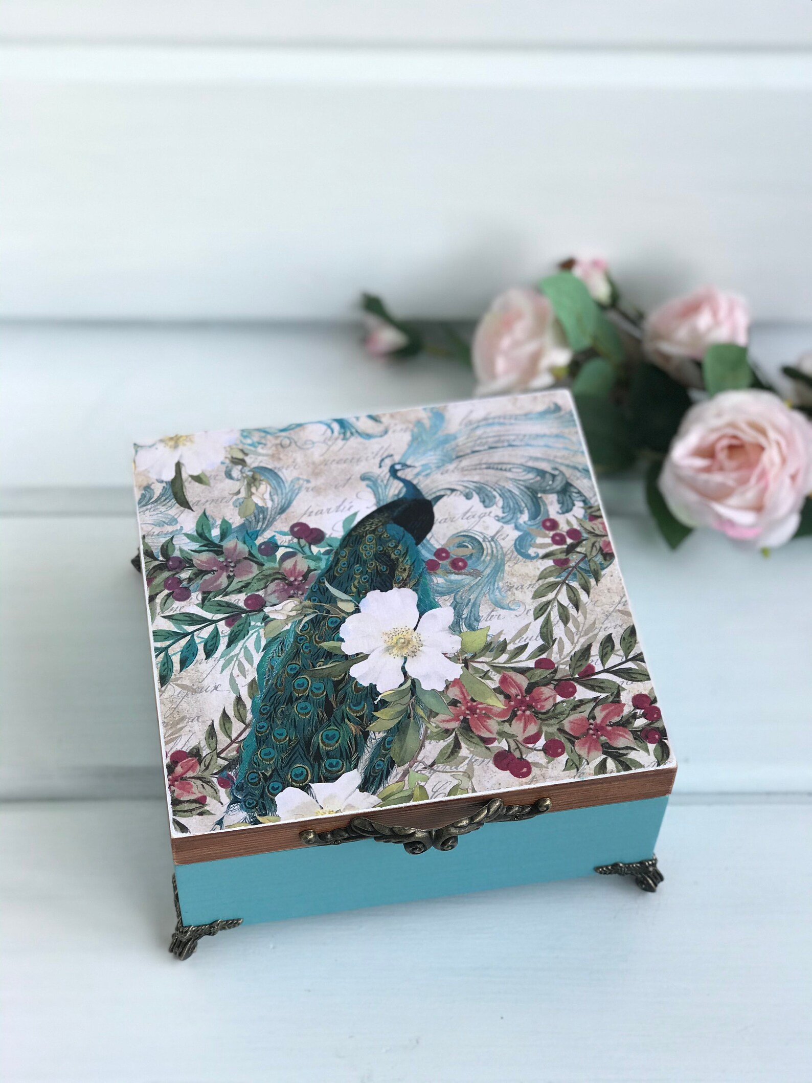 Peacock Jewelry Box Personalized Wooden Keepsake Box Peacock - Etsy