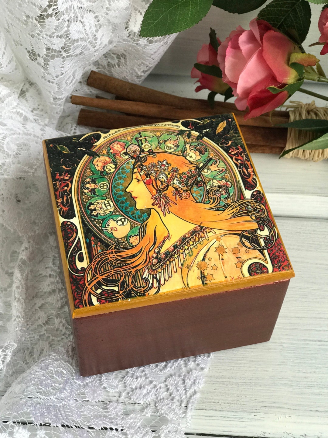 Mucha Gifts, Zodiac Trinket Box Small Wooden, Personalized Jewelry Box ...