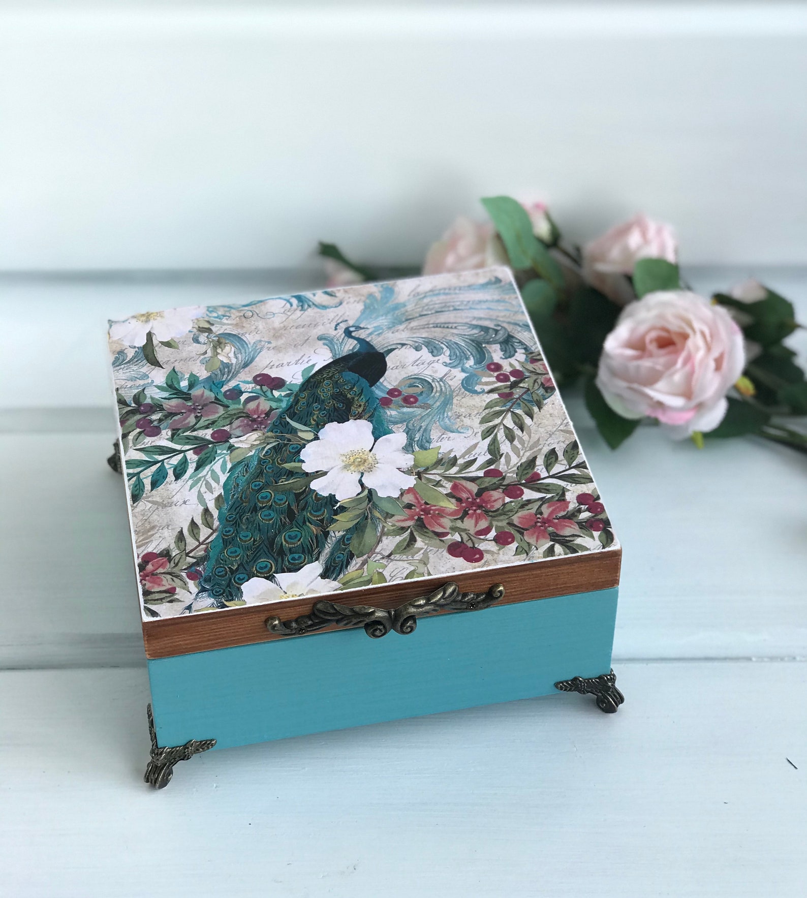 Peacock Jewelry Box Personalized Wooden Keepsake Box Peacock - Etsy