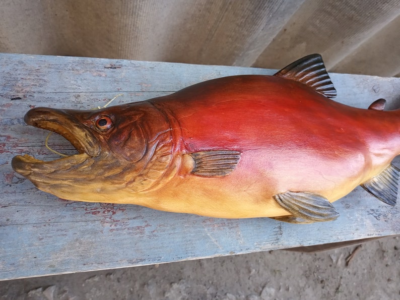 Sculpture en bois 3D de 45 cm de poisson Nerka saumon | Etsy