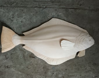 30 Cm 3D Wall Wooden Sculpture of Fish Kambala Halibut | Etsy