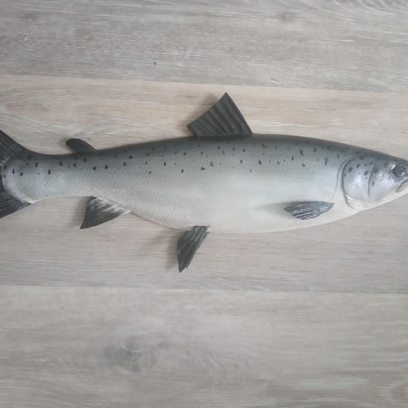 Wooden Hand Carved Salmon - Etsy UK