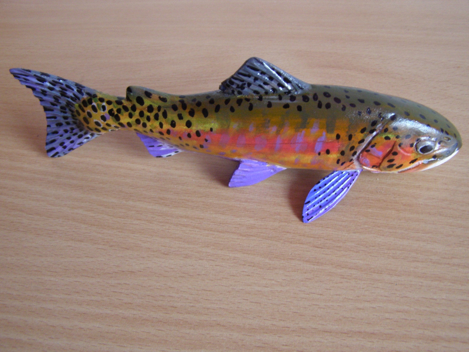 21 cm 3D wooden fish sculpture young Lahontan cutthroat trout | Etsy