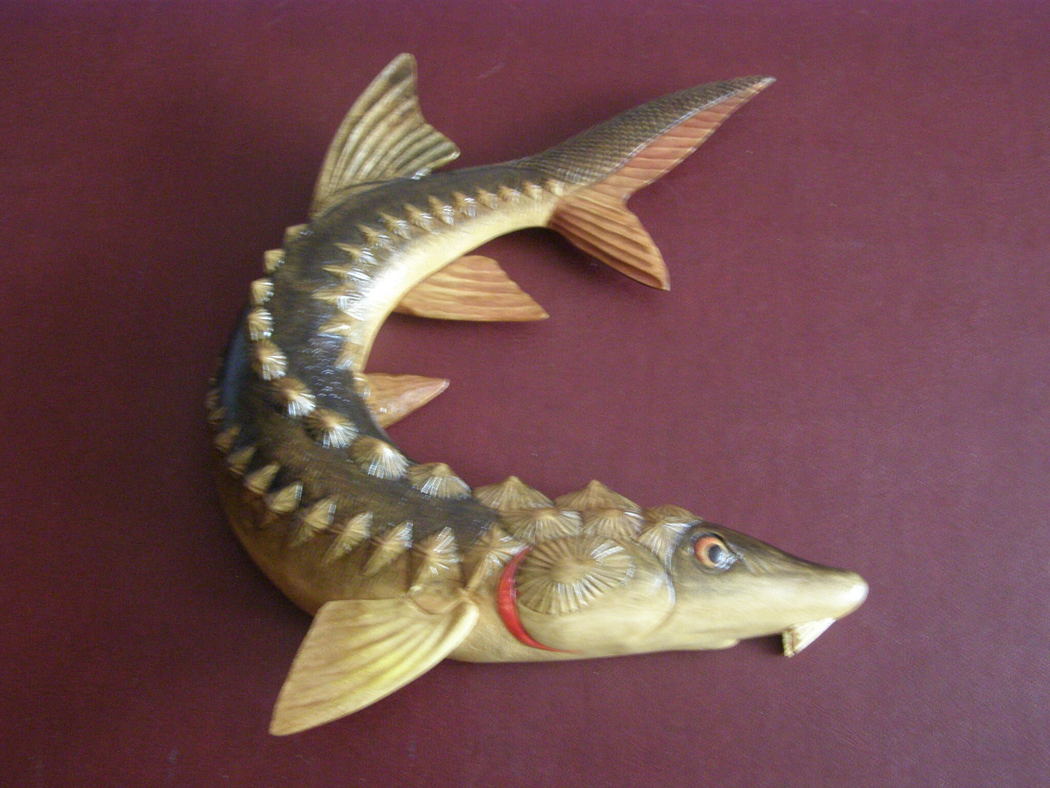 25 by 27 cm 3D wall sculpture of Sturgeon fish hand carving | Etsy