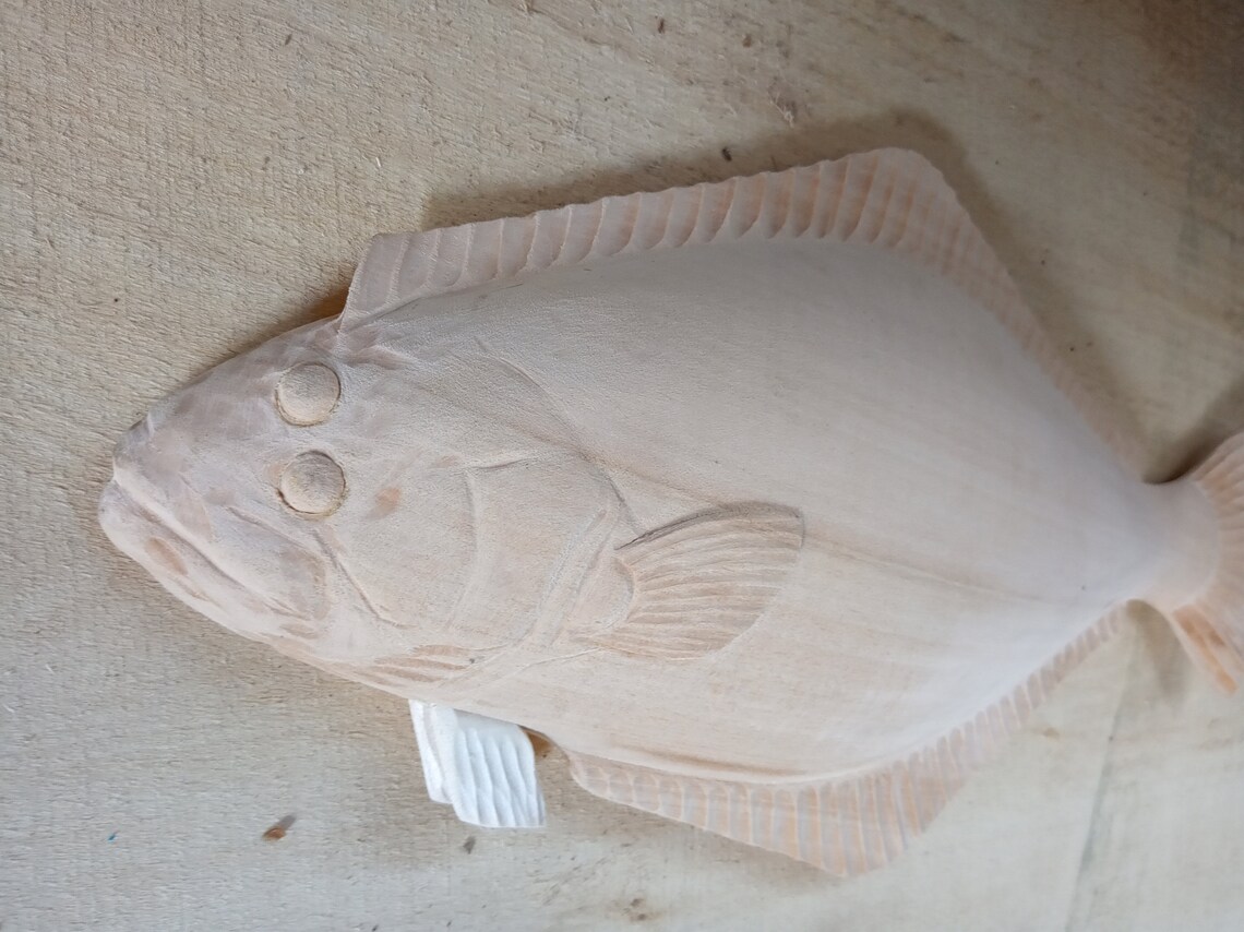 30 Cm 3D Wall Wooden Sculpture of Fish Kambala Halibut | Etsy