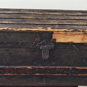 Antique Wood and Canvas Flat Top Steamer Trunk Circa 1890 - Etsy