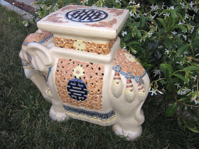 Soldsoldvintage Vietnamese Elephant Garden Stool, Side Table ...