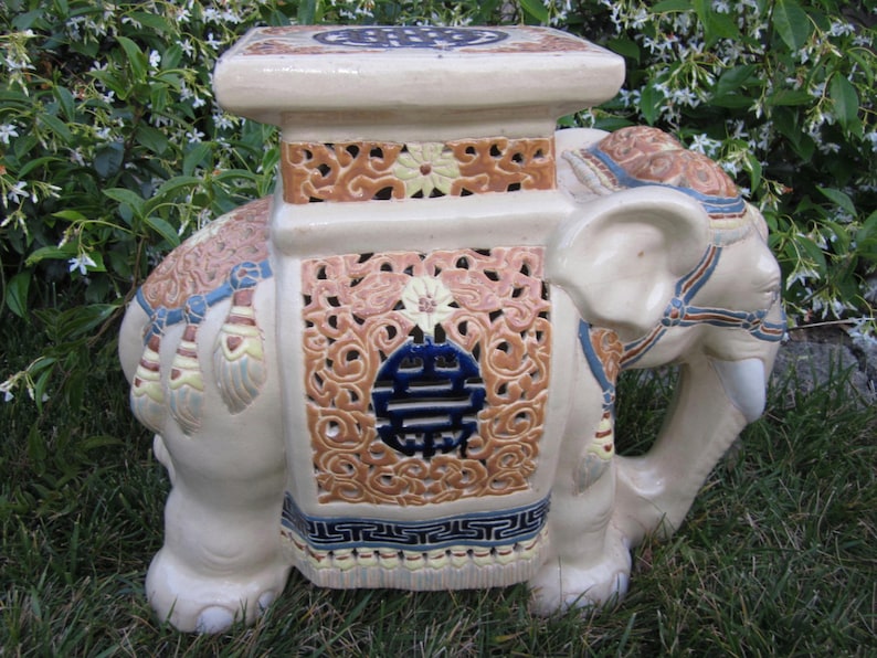 Soldsoldvintage Vietnamese Elephant Garden Stool, Side Table ...