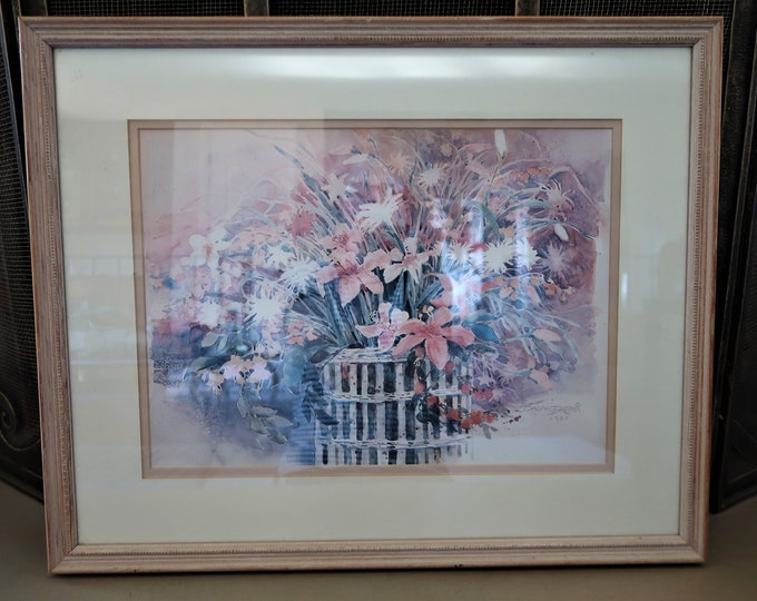 1987 D. Darton Still Life Matted and Framed Daylilies Signed by Dalina ...