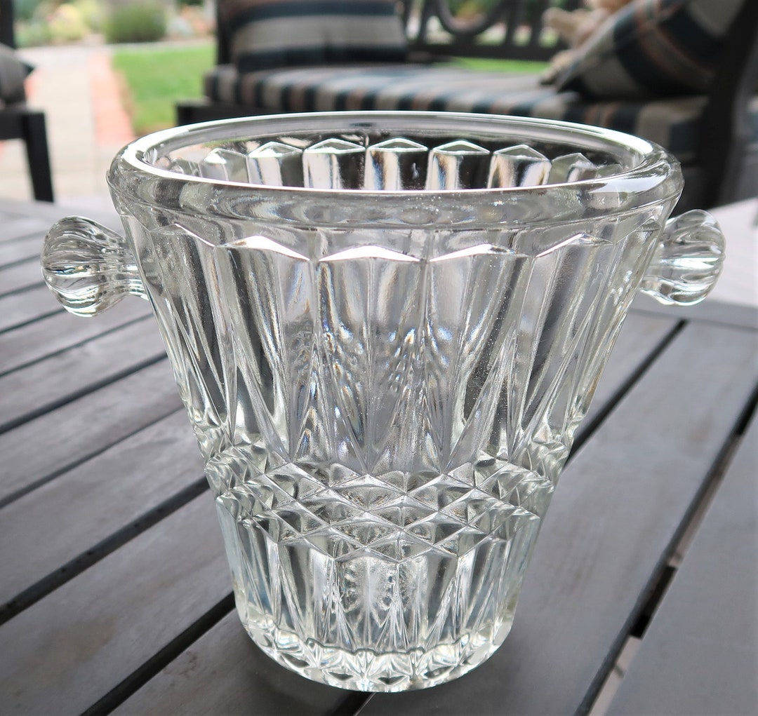 Vintage Cut Glass Ice Bucket Vase FTD - Etsy