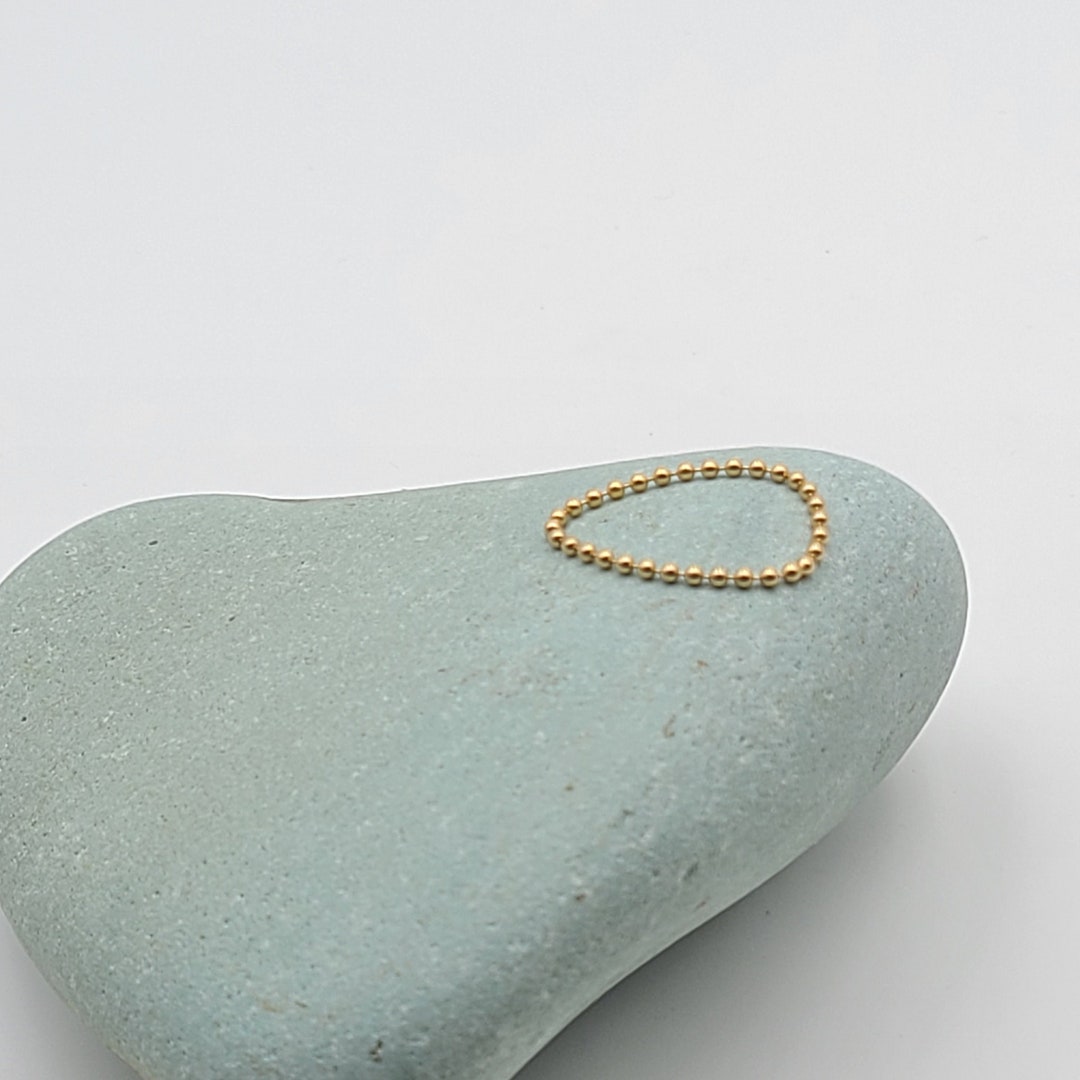 14k Gold Filled Stacking BEAD CHAIN RING, Dainty Gold Ball Chain ...