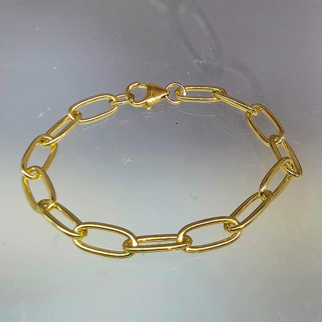 Gold Plated Paper CLIP CHAIN BRACELET, Personalized Sterling Silver ...