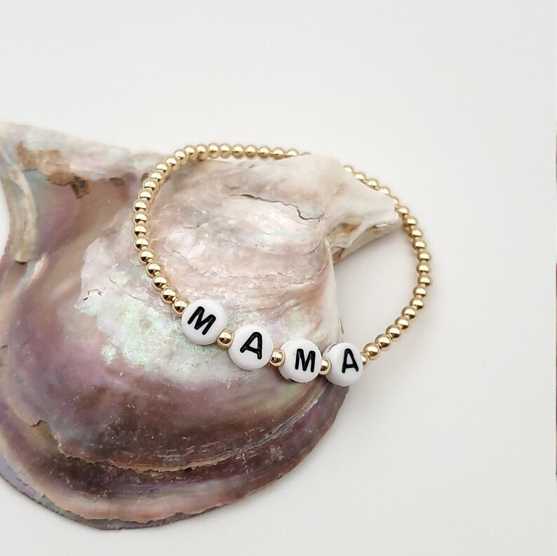 Gold Filled Beaded Bracelet Personalized Letters Mama - Etsy