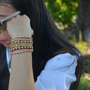 14kt Gold Filled Stretch Stacking Bracelet - 2mm 4mm Beaded Layering ...