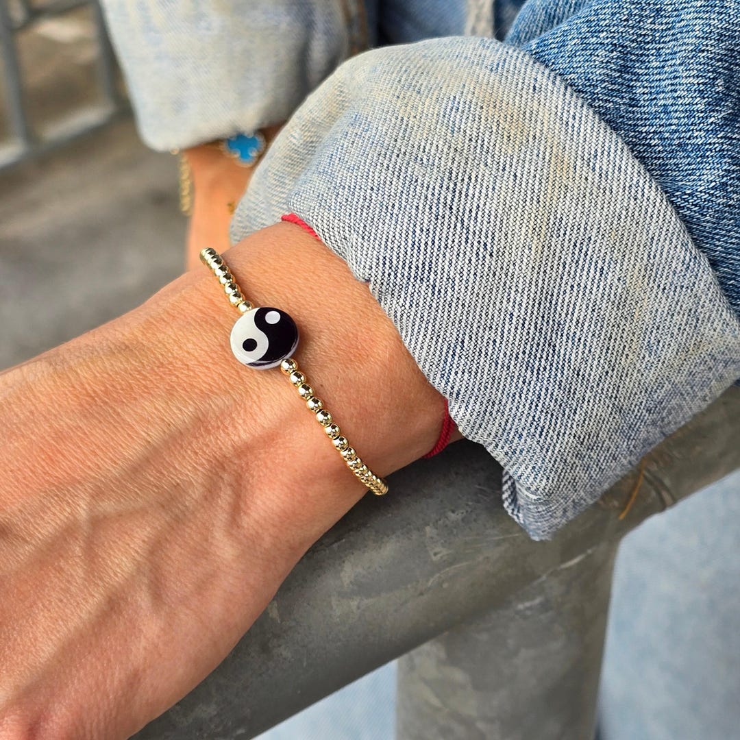 Ying Yang Gold Filled Bracelet, Isabella Celini, Gold Filled Beaded ...