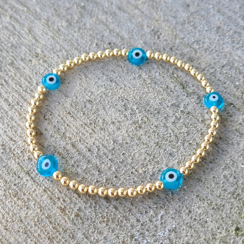 Gold Filled Beaded Evil Eye Bracelets Stackable Evil Eye | Etsy
