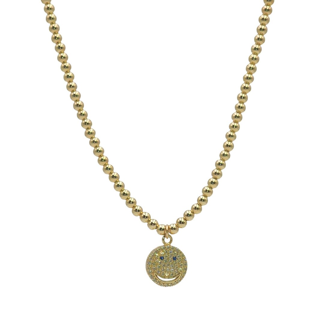 Gold Filled Smiley Face Necklace - Bridesmaid Layering Jewelry With ...