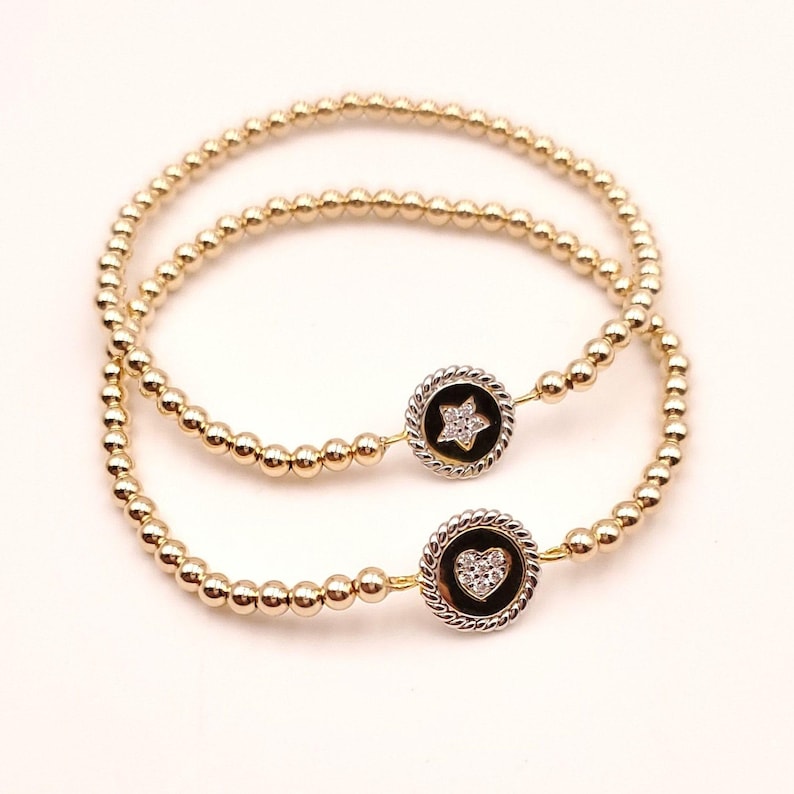 Gold Filled Star Charm Bracelet With Cubic Zirconia – Handmade ...