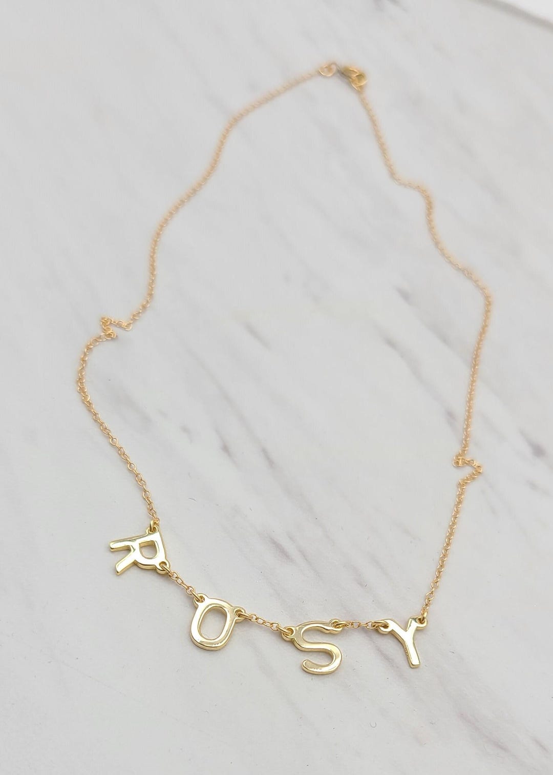 Custom INITIAL LAYERING Name NECKLACE – Dainty Dangle Letter Brass ...