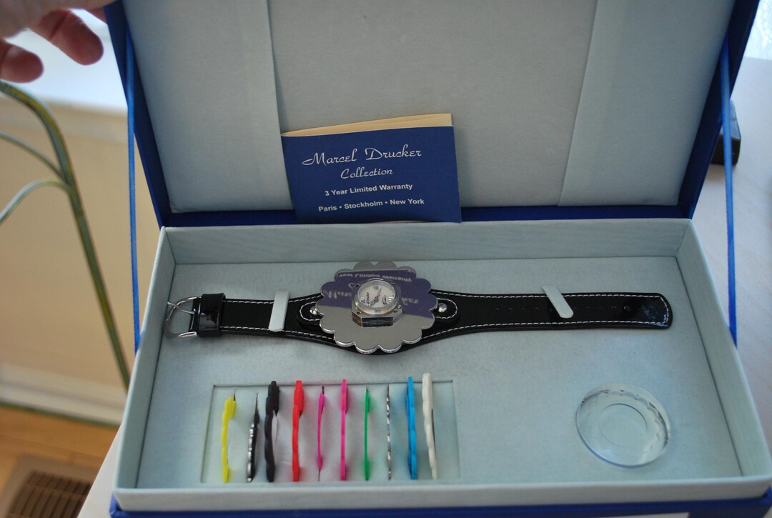 Vintage Marcel Drucker Watch, Interchangeable Dials, Patent Leather ...