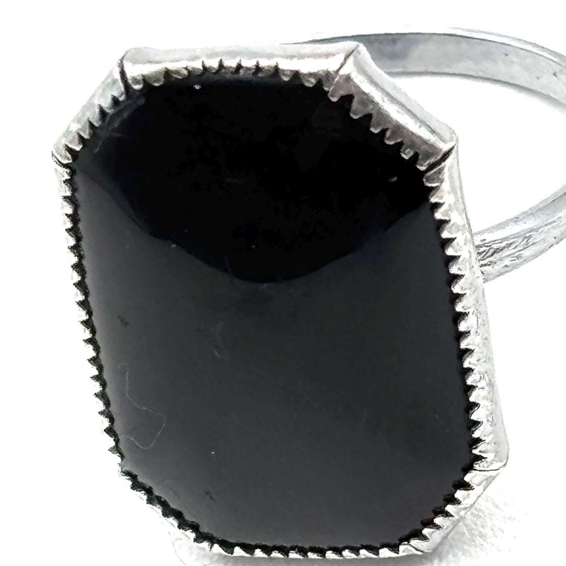 Art Deco Sterling Black Cut Glass Ring - Etsy