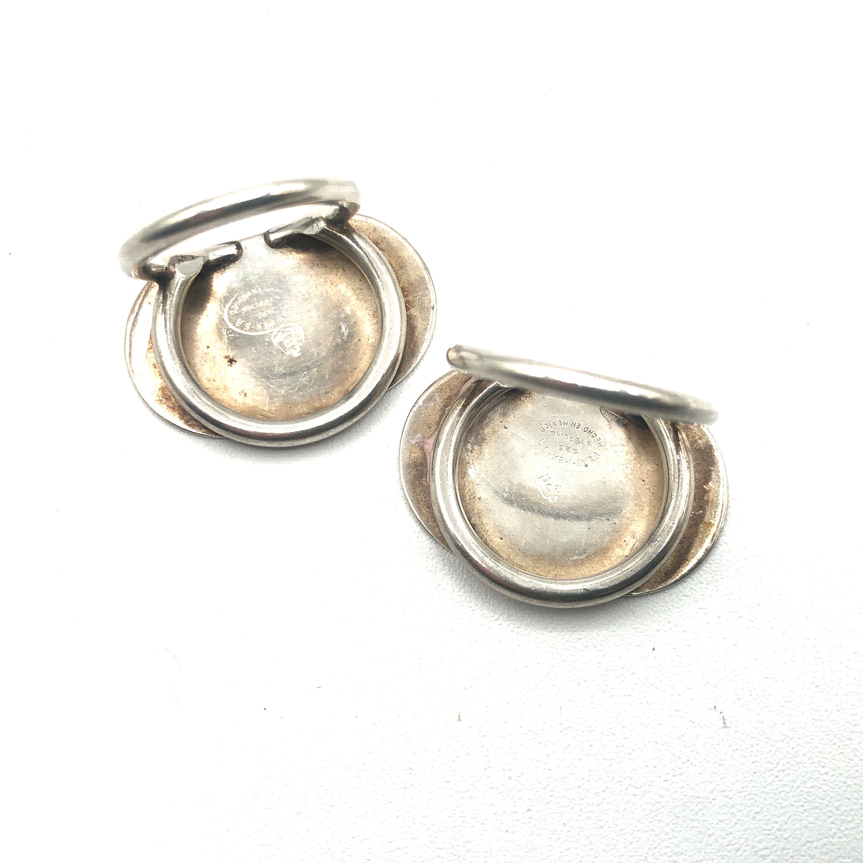 awisehaus Pair of SA Plat Mexico Sterling Silver 925 Scarf Clups