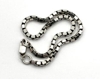 Sterling Silver Box Link Bracelet - Etsy