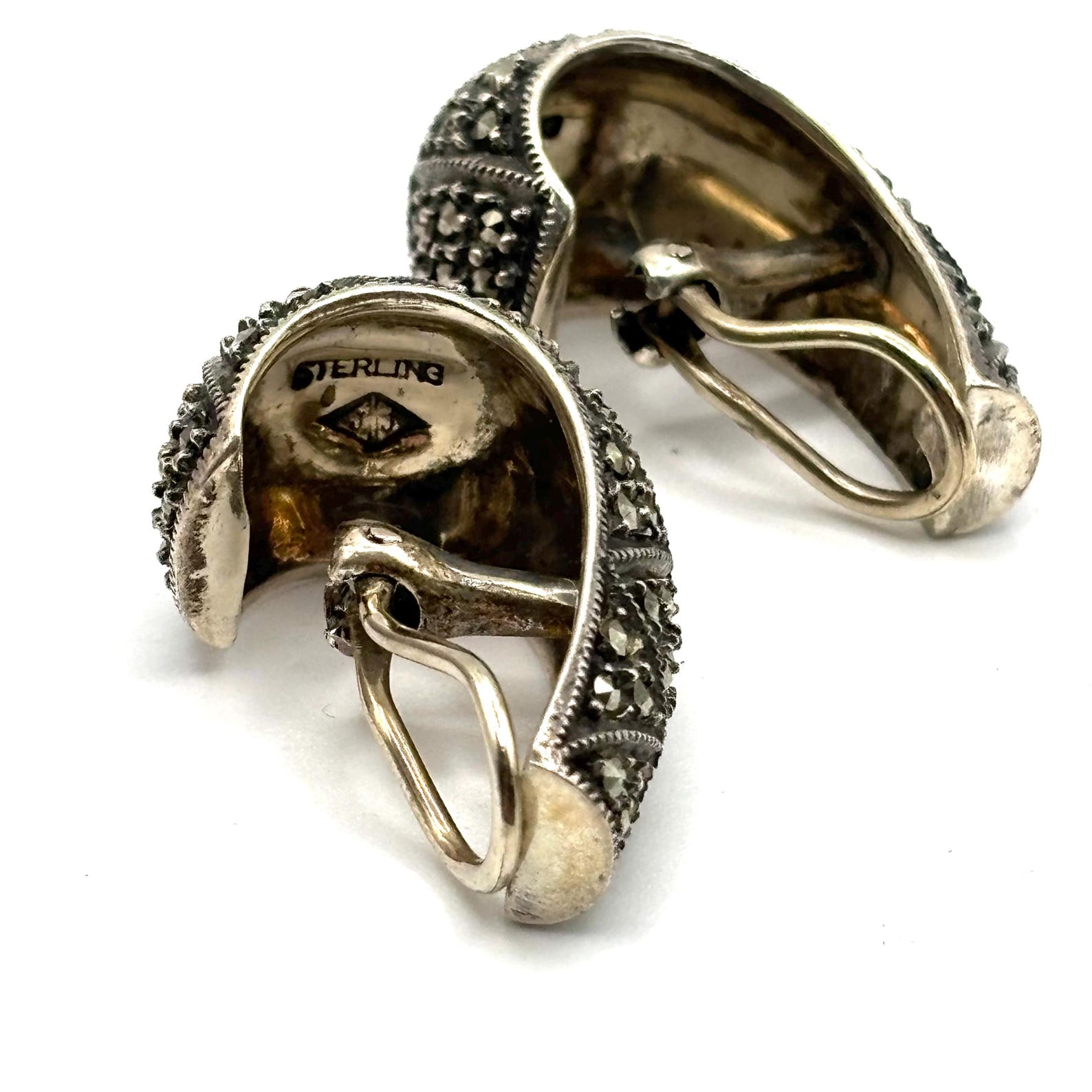 Sterling Silver and Marcasite Judith Jack Clip on Earrings - Etsy
