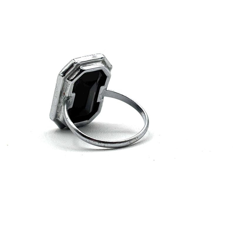 Art Deco Sterling Black Cut Glass Ring - Etsy