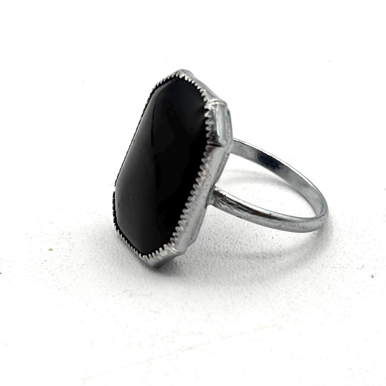 Art Deco Sterling Black Cut Glass Ring - Etsy