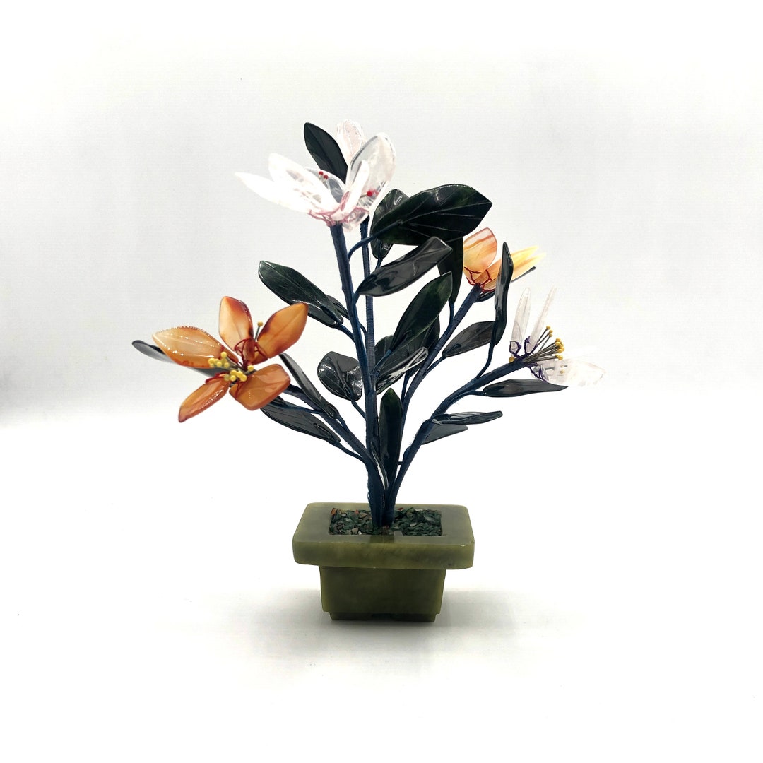 Vintage Hard Stone Jade Tree Sculpture - Etsy