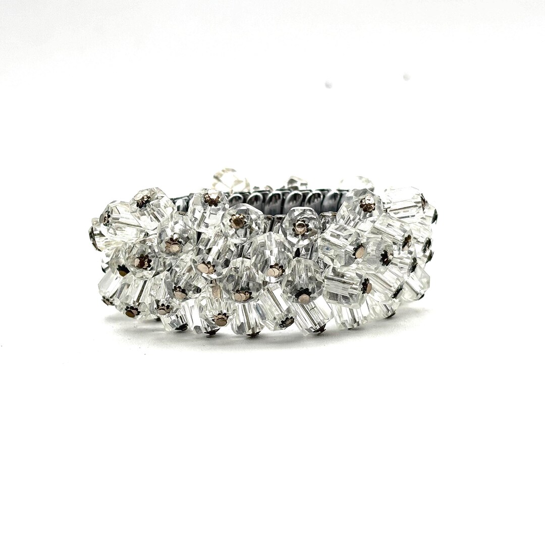 Vintage 50s Crystal Bead Expanding Bracelet - Etsy