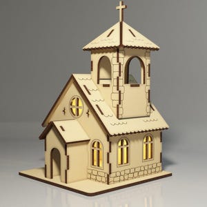 Digital Files Download for 3mm Wood of Church. for Laser Cuts, DXF, SVG ...