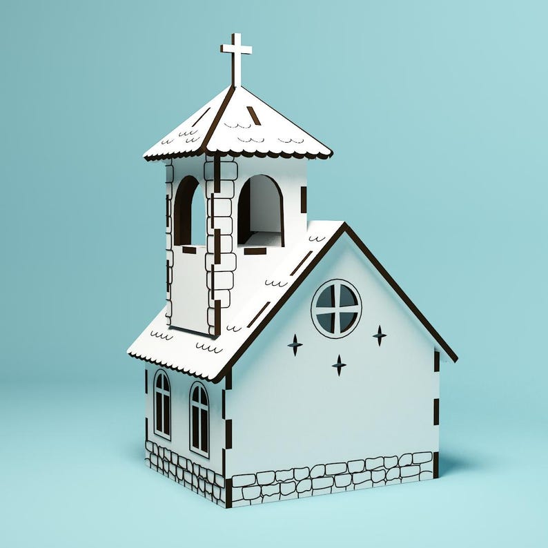 Digital Files Download for 3mm Wood of Church. for Laser Cuts, DXF, SVG ...